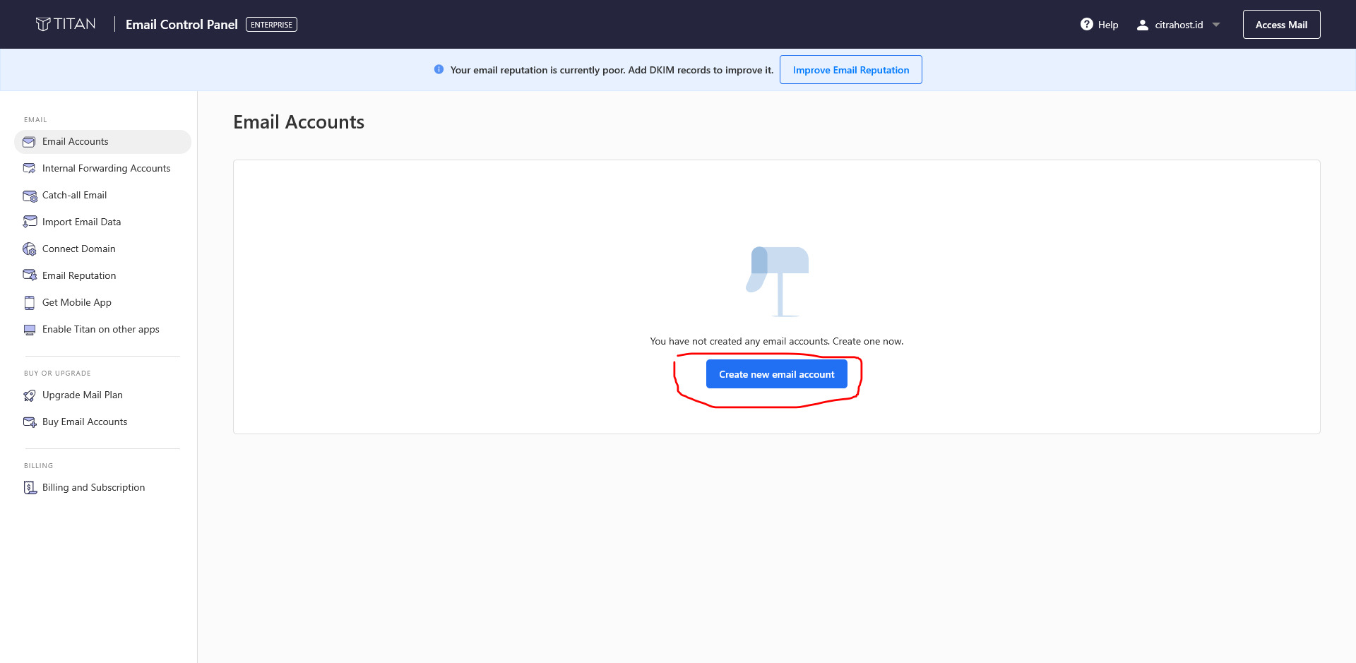 Cara menghubungkan domain anda ke Titan Email - Citrahost